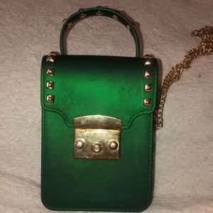 Bags | Forest Green Clutch Purse With Chain And Handle | Poshmark